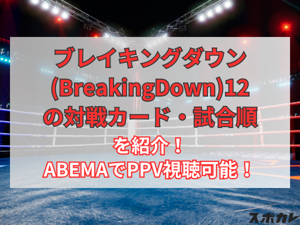 ブレイキングダウン(BreakingDown)12の対戦カード・試合順を紹介！ABEMAでPPV視聴可能！ | スポカレブログ